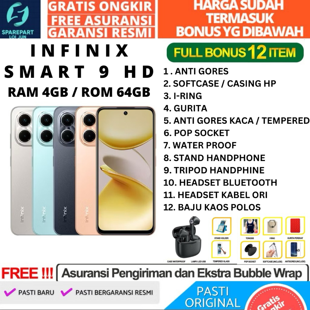 Jual INFINIX SMART 9 HD 4/64 RAM 4GB ROM 64GB GARANSI RESMI | Shopee ...