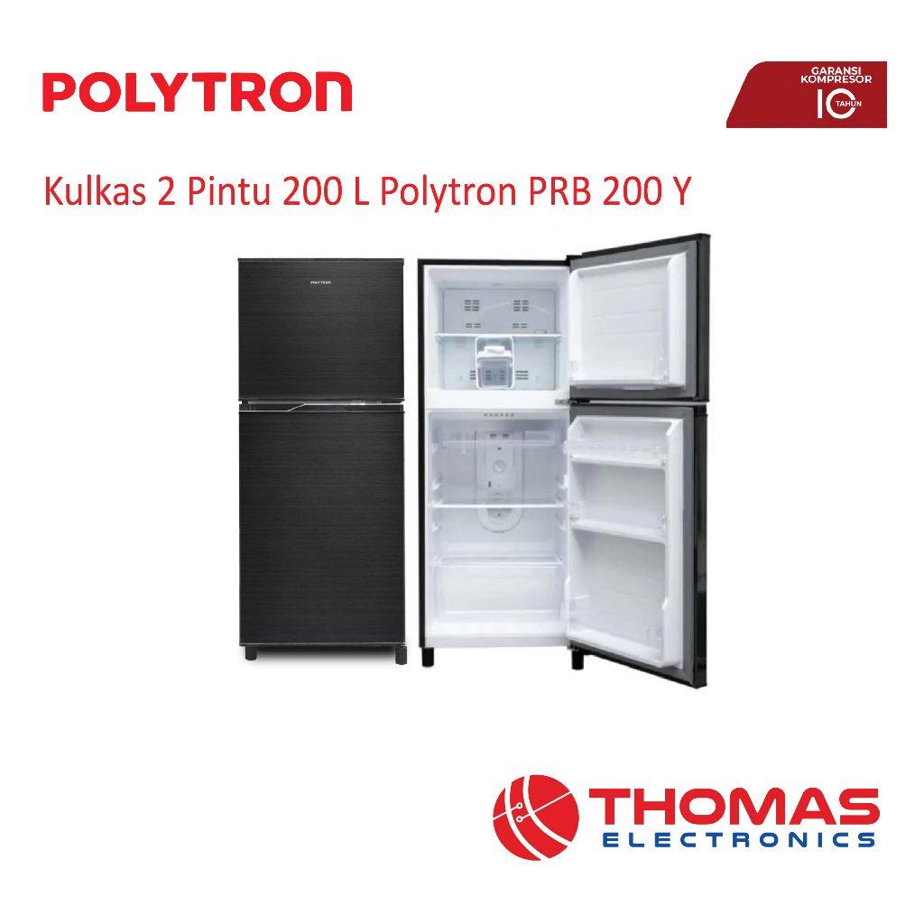 Jual Kulkas 2 Pintu 200 Liter Polytron PRB200Y 200Y PRB 200 Y Dark Grey ...