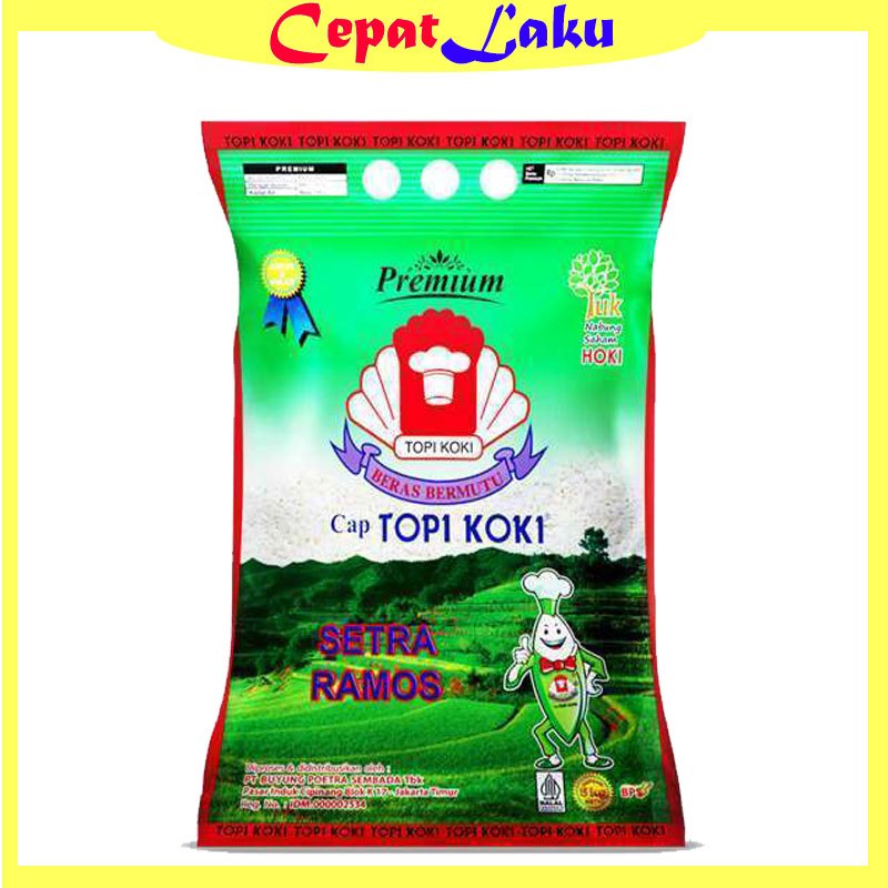Jual Beras Cap Topi Koki Setra Ramos 5 Kg promo cepat | Shopee Indonesia