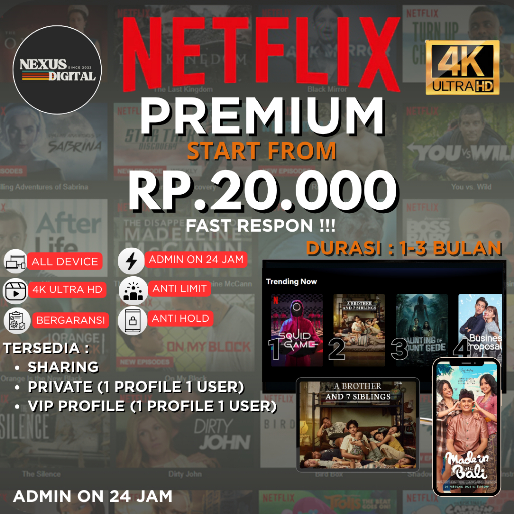 Jual NETFLIXX PREMIUM 4K UHD FULL GARANSI #4 | Shopee Indonesia