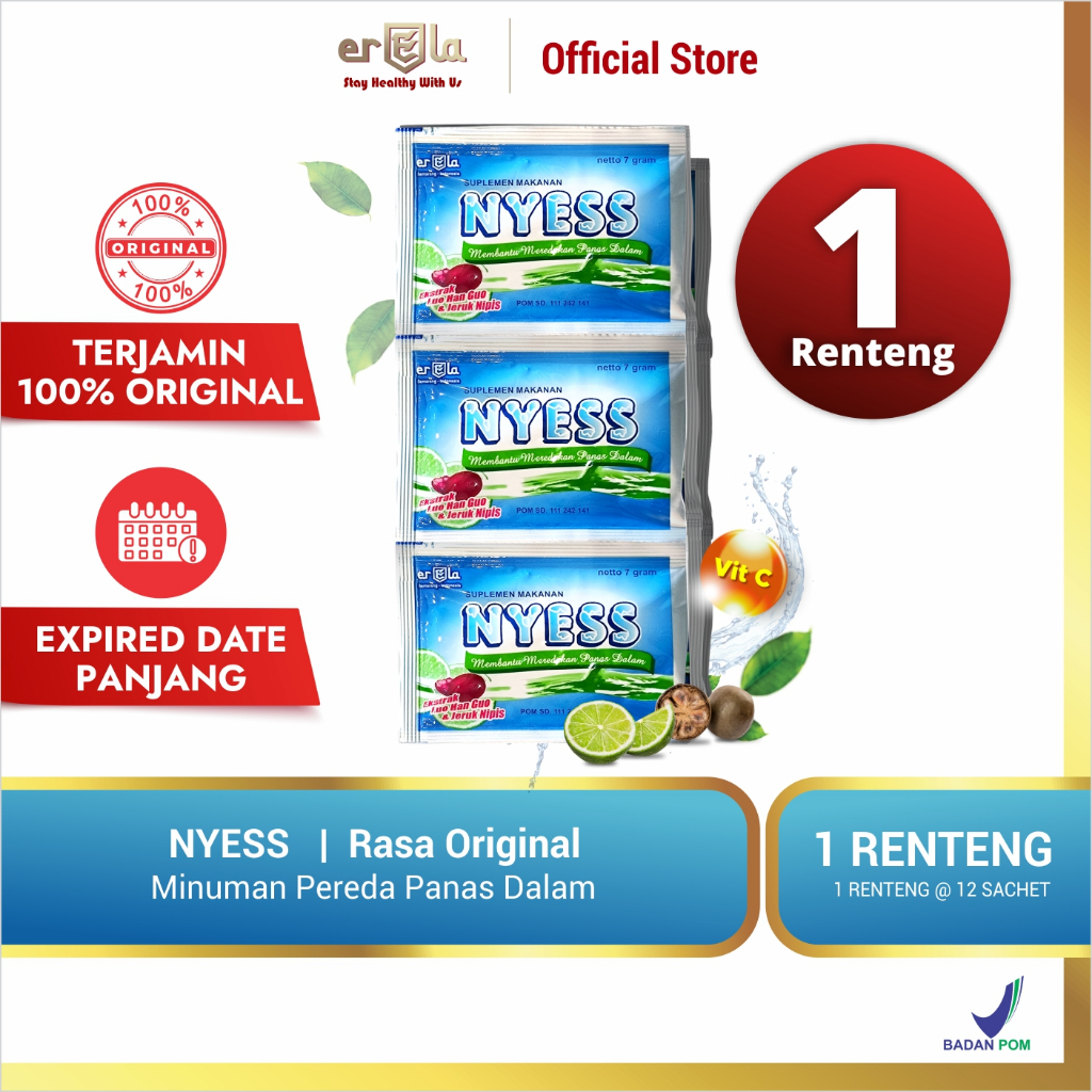 Jual [Special Price] NYESS 1 RENTENG ORI / Larutan Penyegar Panas Dalam & Sariawan / 12 Sachet ...