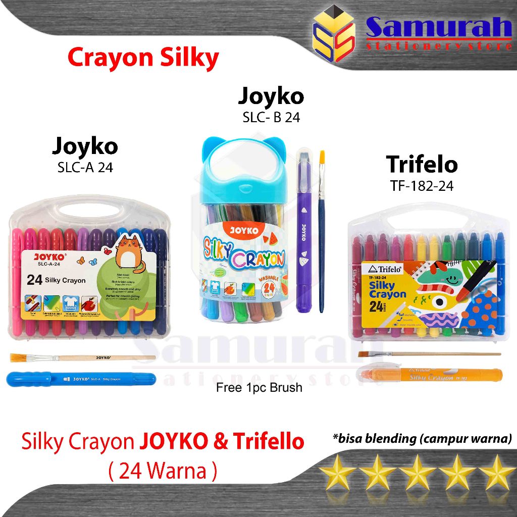 Jual Crayon SIlky SLC A 24 Warna + Kuas / Krayon Halus Lembut SLC-A-24 ...