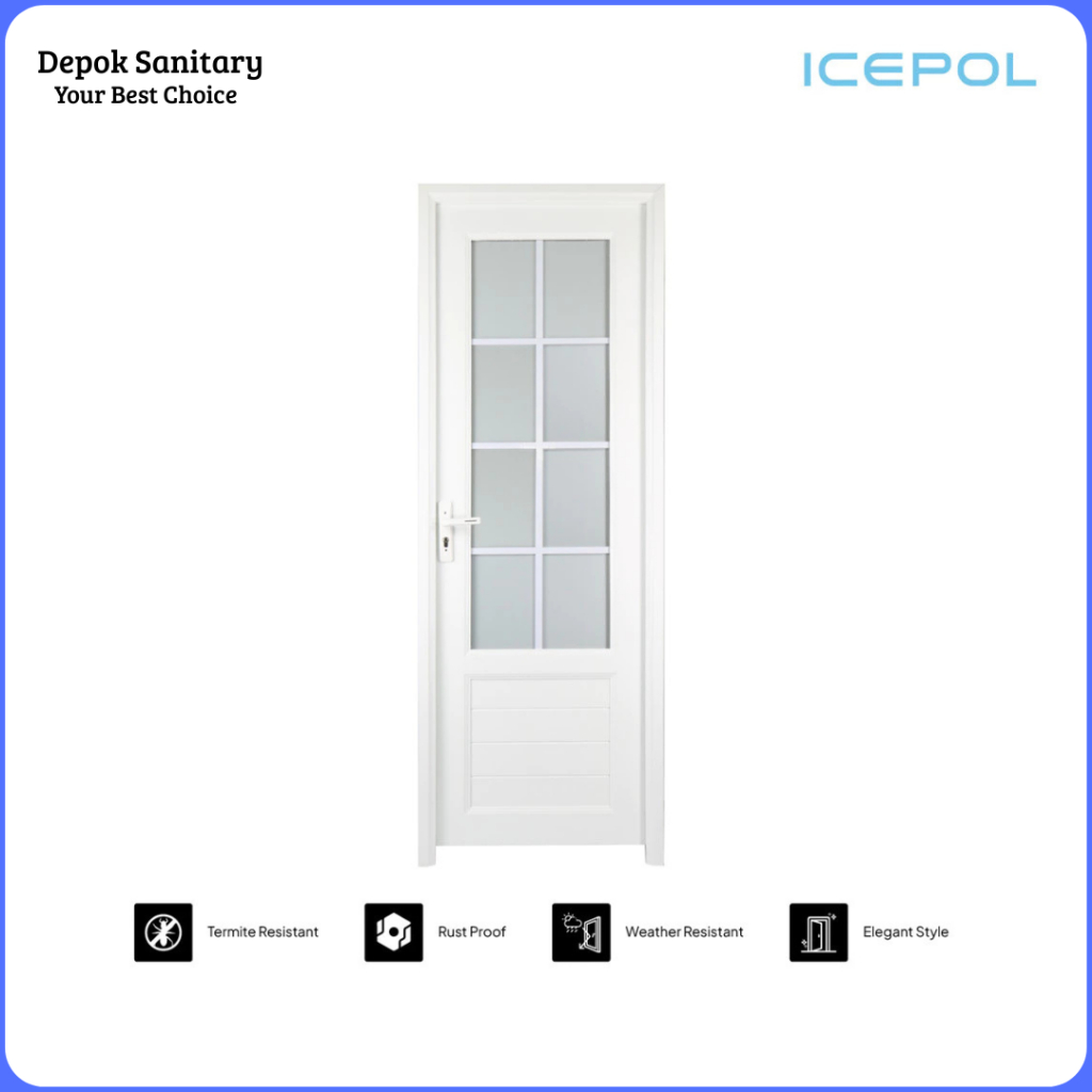 Jual Icepol Pintu Kamar Mandi UPVC Kaca 70x200 Set Kusen Handle IC 009 ...