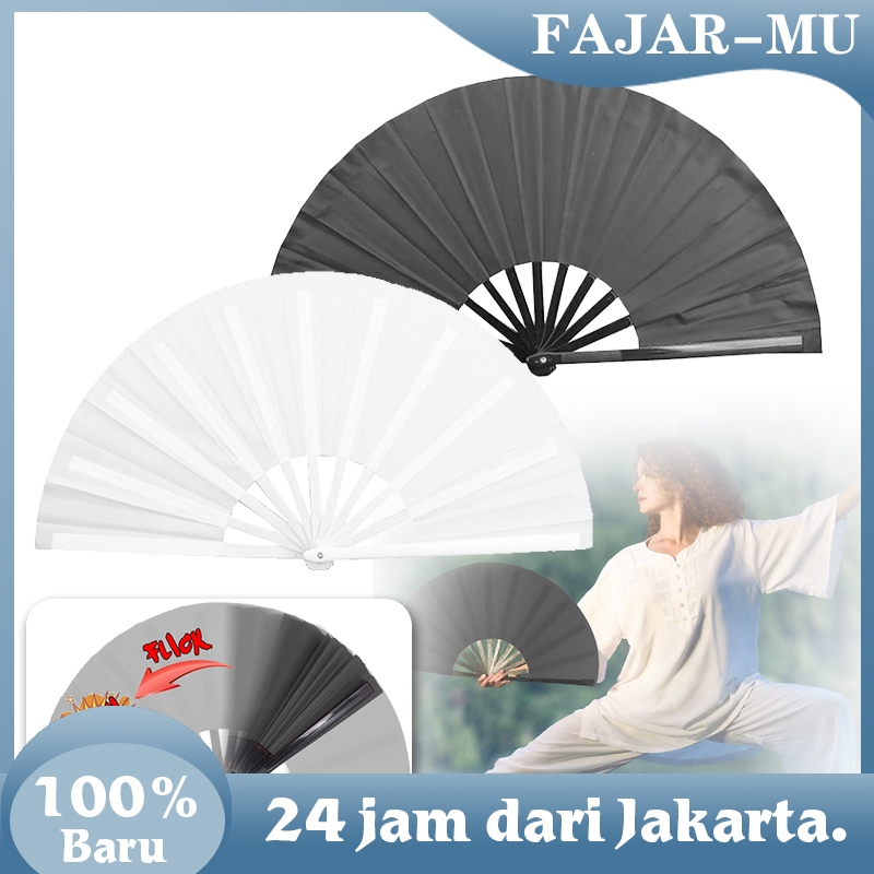Jual Kipas Plastik Lipat Tangan Jumbo Polos Hitam Putih Kipas Tari ...