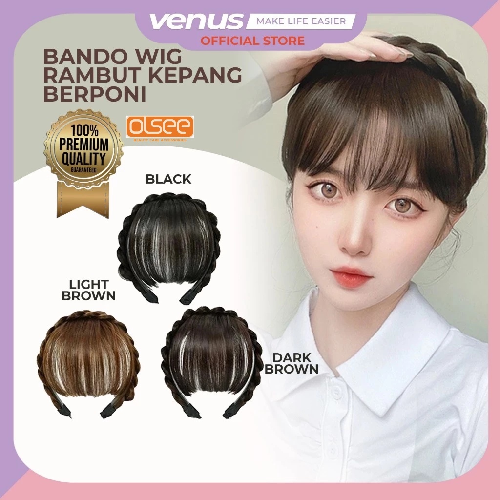 Jual OLSEE – Bando Wig Rambut Palsu Wanita - Poni Lurus & Kepang Korean ...