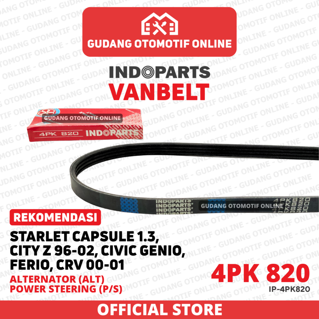 Jual Vanbelt Fanbelt ALT P/S Starlet Capsule City Z Civic Genio Ferio CRV 2000 4PK 820 Indoparts ...