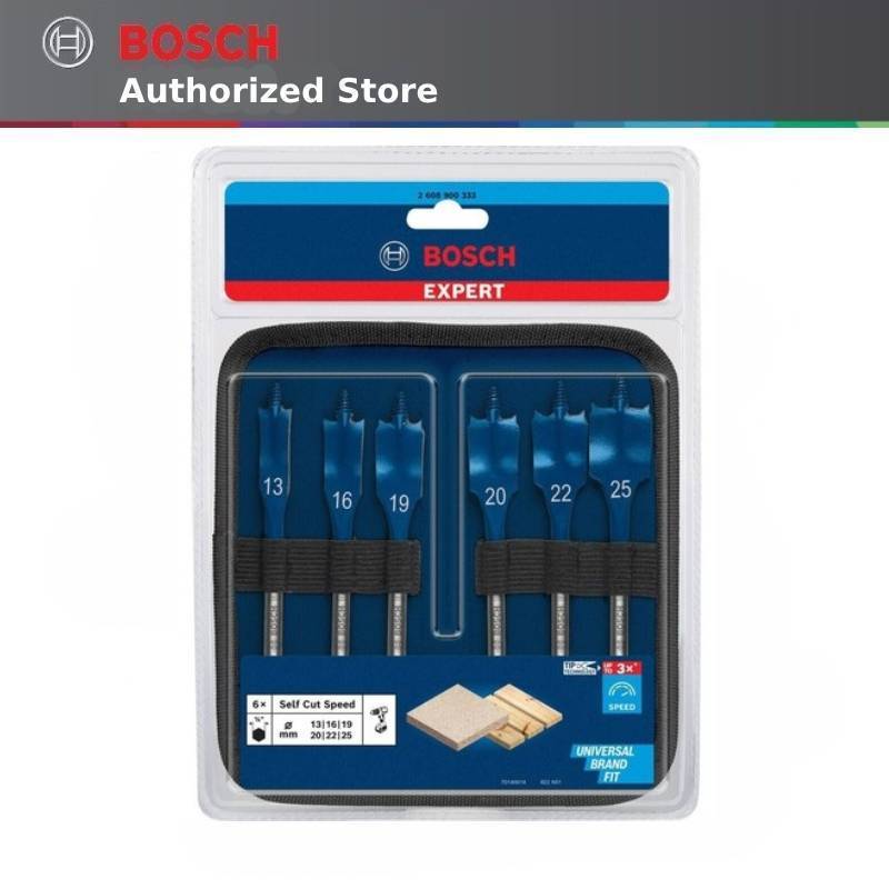 Jual Bosch EXPERT Self Cut Speed Spade Drill Bit Set 13/16/19/20/22/25 ...