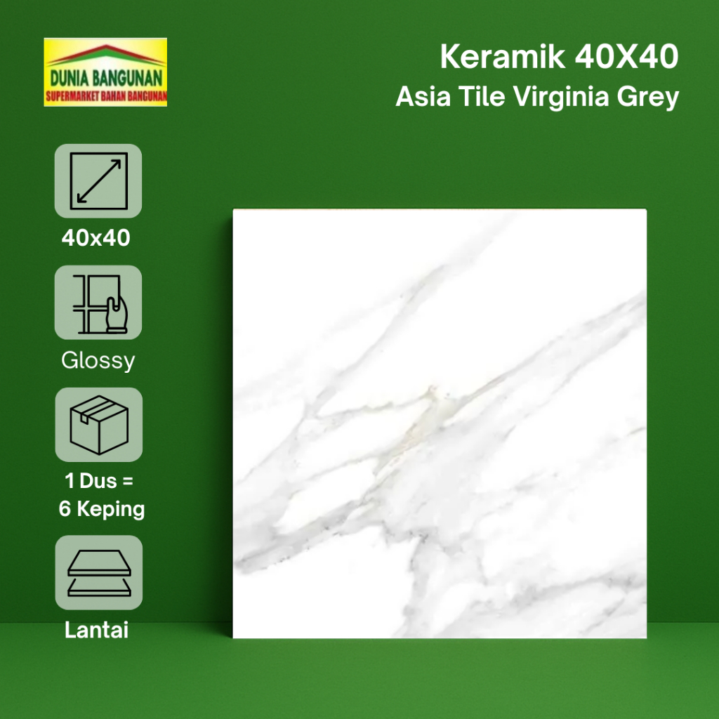 Jual Keramik 40x40 Lantai Asia Tile Virginia Grey Keramik Glossy Putih ...
