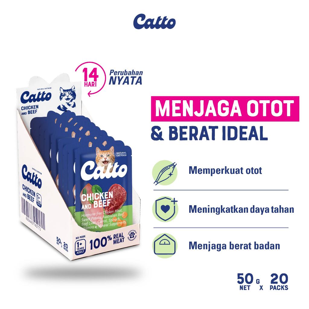 Jual Catto Makanan Kucing Basah Dewasa Cat Food - Box Chicken and Beef ...