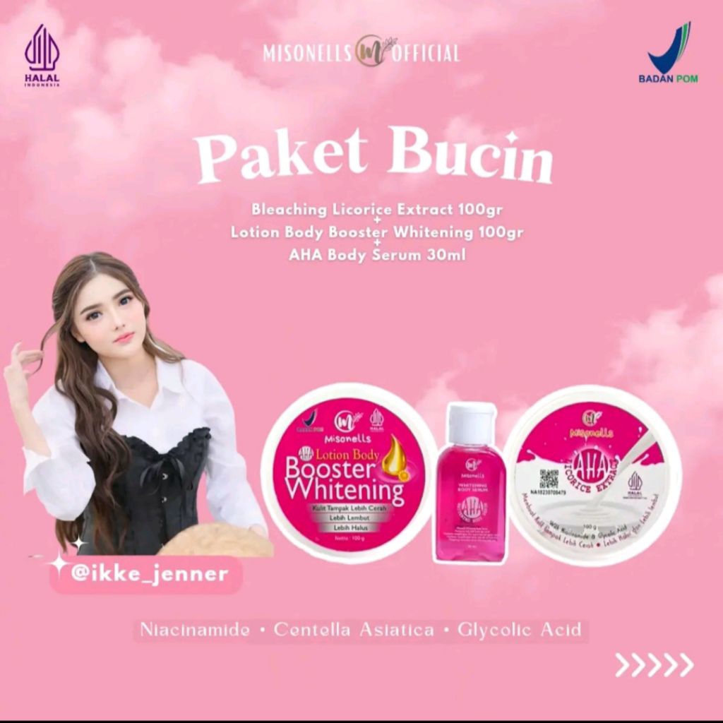 Jual (3 PCS) MISONELLS BLEACHING BADAN 100GR AHA BODY SERUM 30ML BODY ...