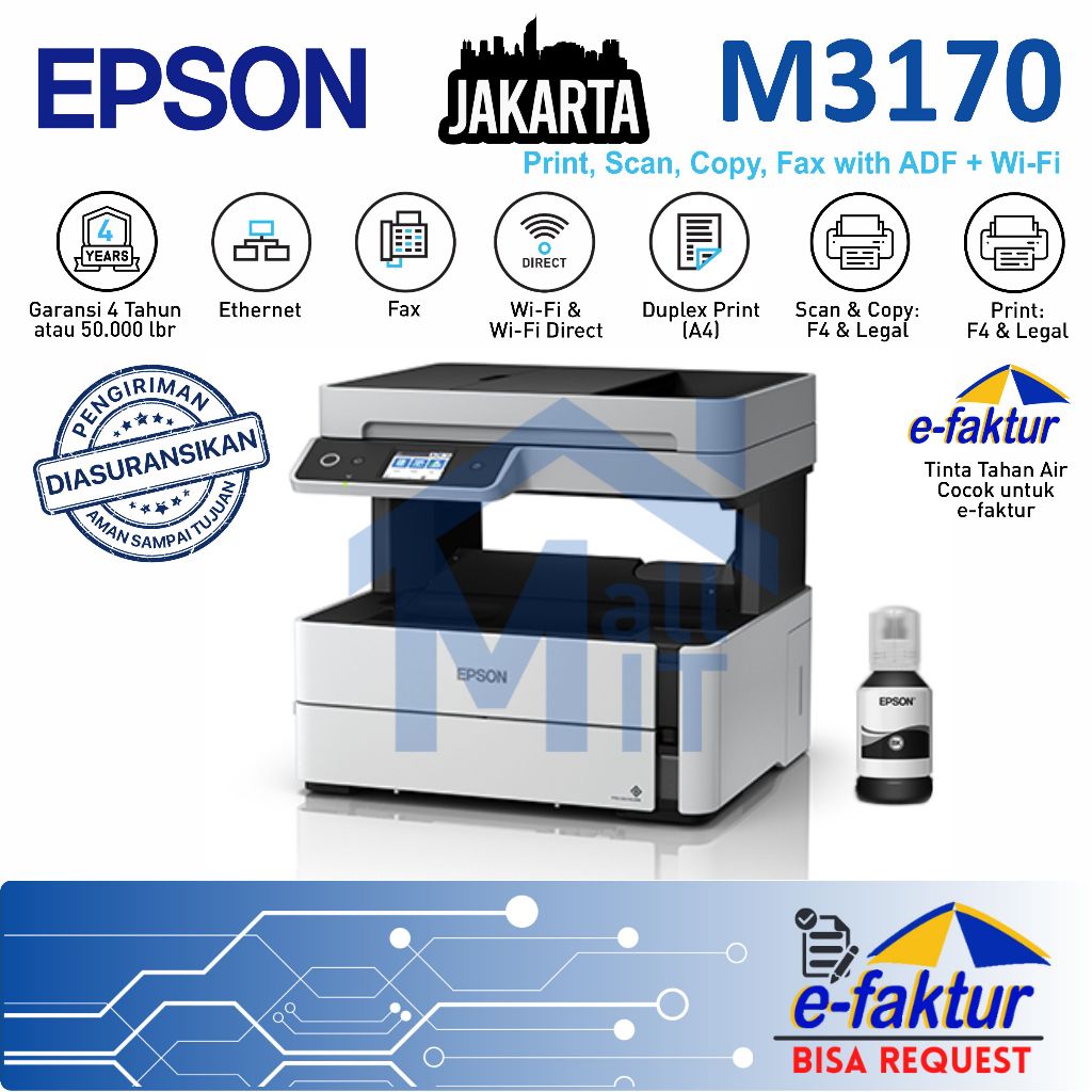 Jual MALLIT EPSON Printer Epson M3170 M-3170 M 3170 Inkjet Monochrome ...