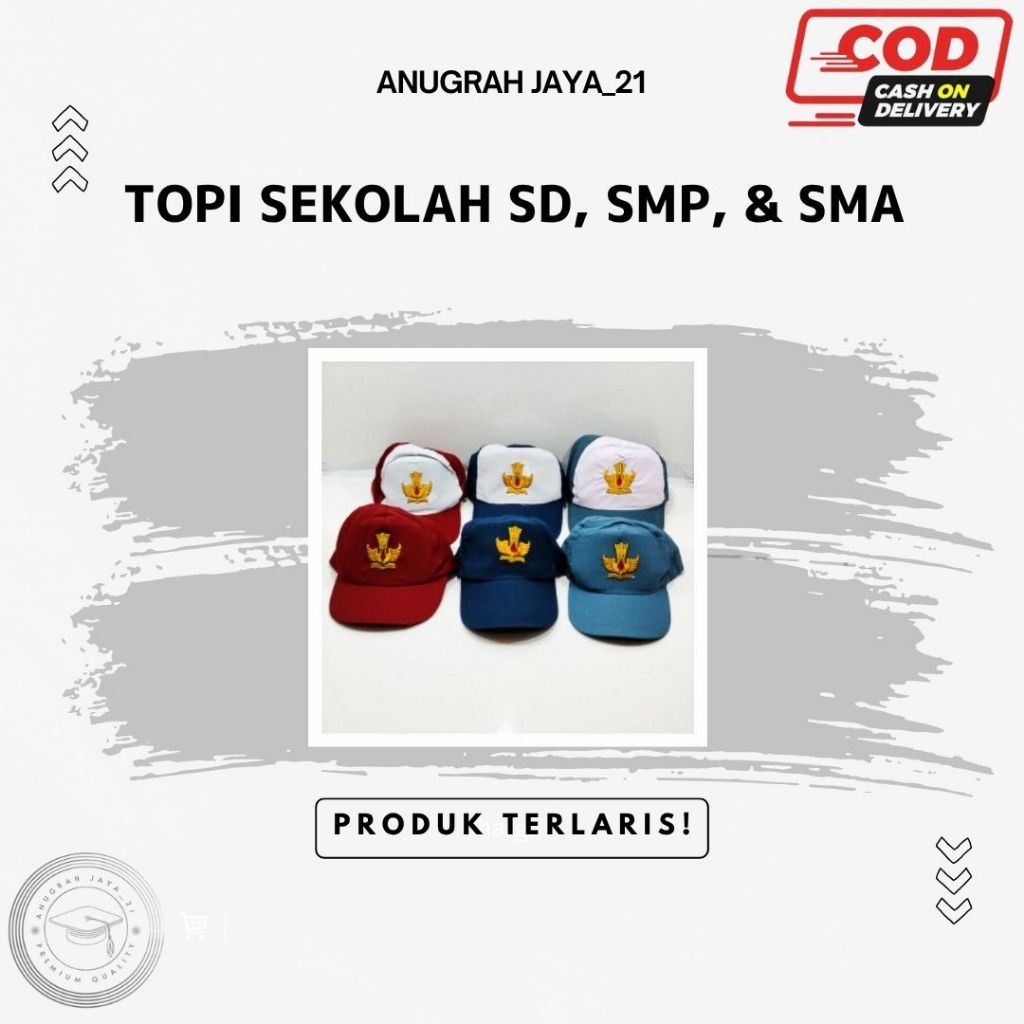 Jual Topi SD SMP SMA SMK Topi Sekolah Seragam Sekolah Free Custom Nama ...