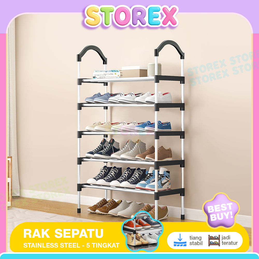 Jual Storex Rak Sepatu Stainless Steel Tempat Penyimpanan Sendal ...