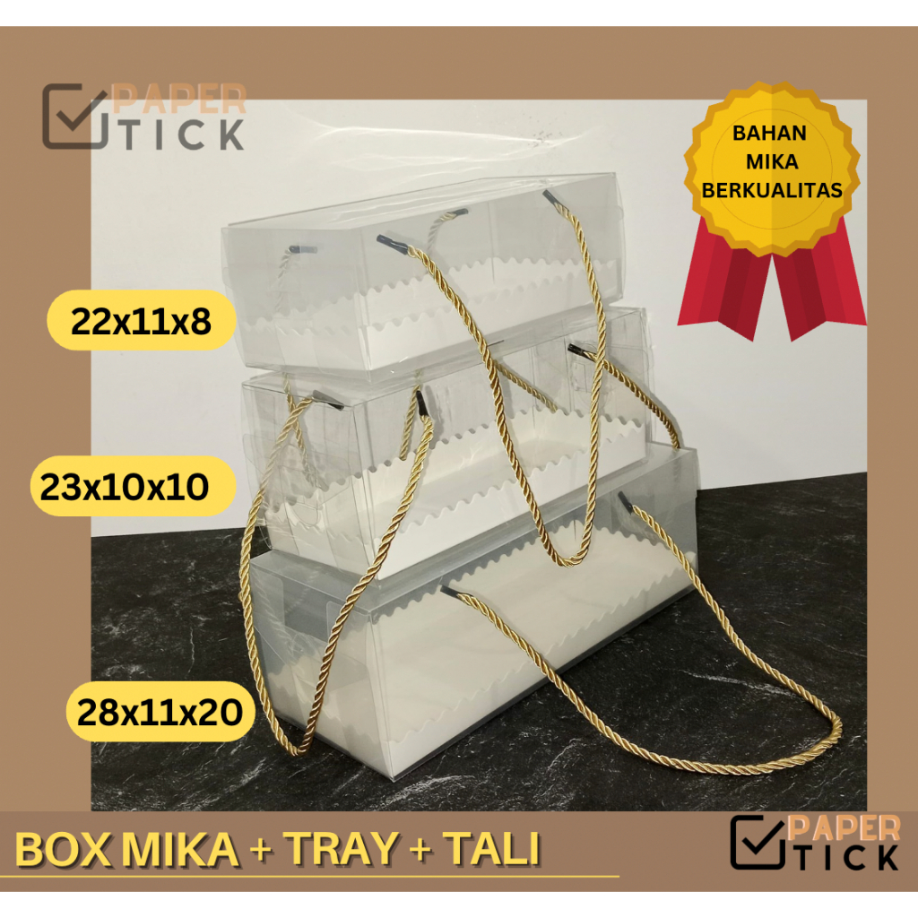 Jual 28x11x10 / 22x11x8 CM / 23x10x10 Box Kue Full Mika + Tali + Tray ...