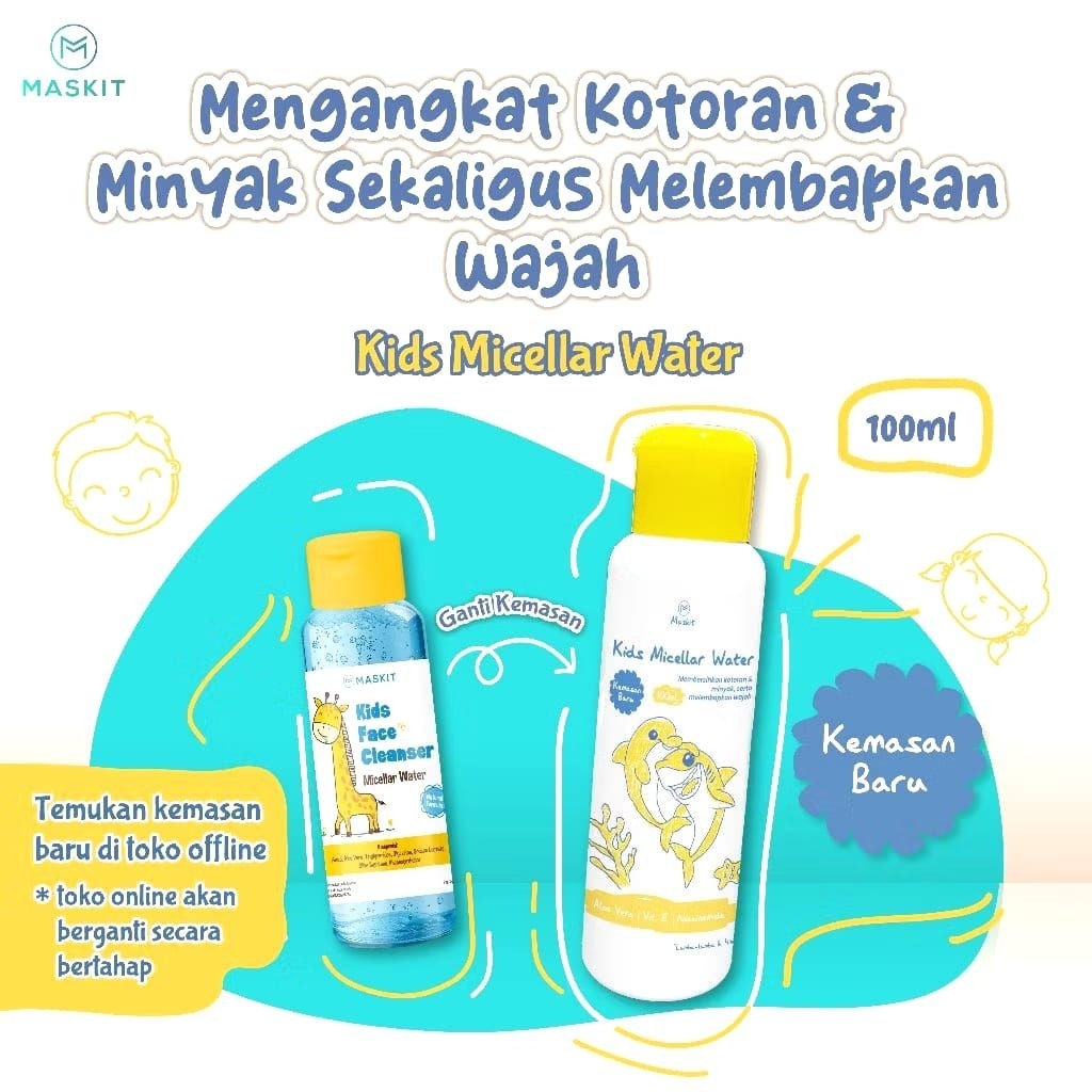 Jual MASKIT KIDS MICELLAR WATER FACE CLEANSER NATURAL/MISELAR WATER ...