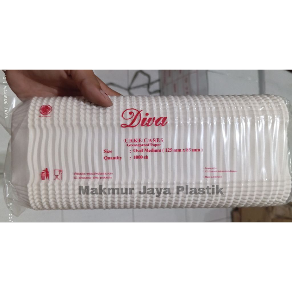 Jual (1000 pcs) Paper Cup Cakes Diva Oval Medium Polos Putih Warna ...