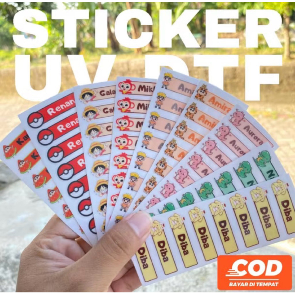 Jual Sticker UV DTF / Stiker Anti Air / Stiker Lucu / Stiker Nama Anak ...