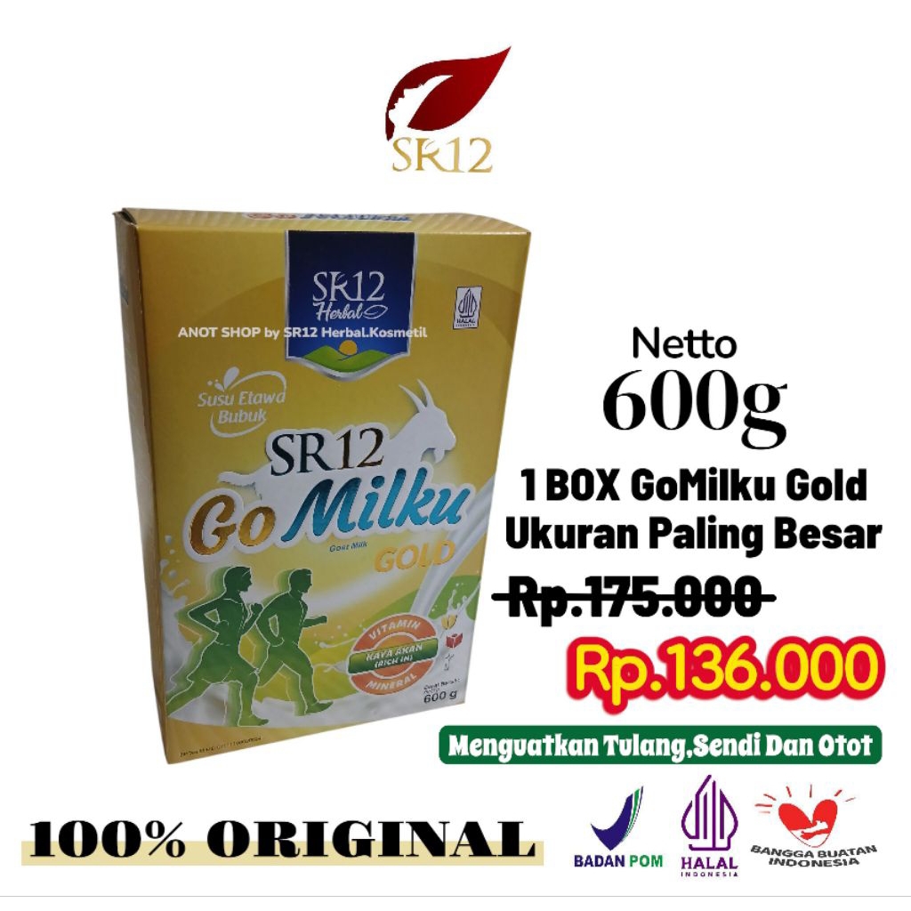 Jual Susu Kambing Etawa SR12 Go Milku Gold Asli Box 600g | Shopee Indonesia