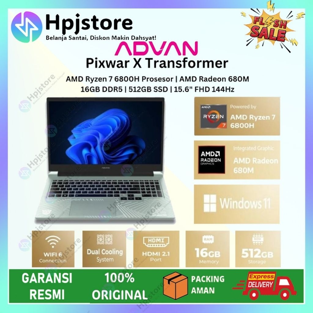 Jual LAPTOP ADVAN PIXWAR X TRANSFORMER AMD RYZEN 7 6800H PROSESOR ...