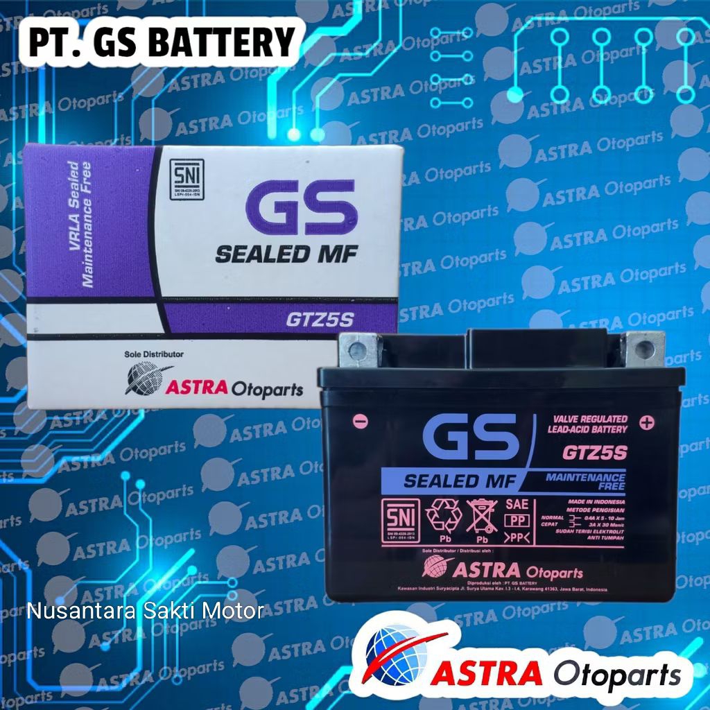 Jual ( Aki Motor GS Astra Otoparts ) Asli Original Sealed MF GTZ5S ...
