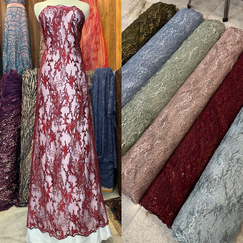 Jual kain tille devina with payet squeen quality premium/bahan brukat ...