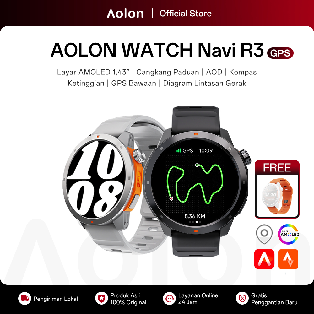 Jual 【GPS】Aolon Navi R3 Jam Tangan Smartwatch GPS Map Amoled AOD ...