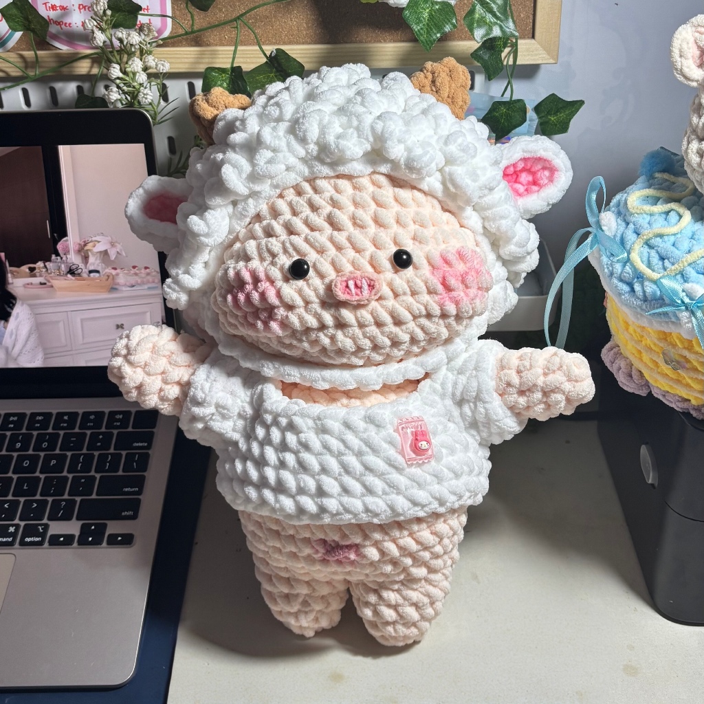 Jual Crochet Amigurumi Pig Boneka Rajut Souvenir Hadiah Ultah Boneka