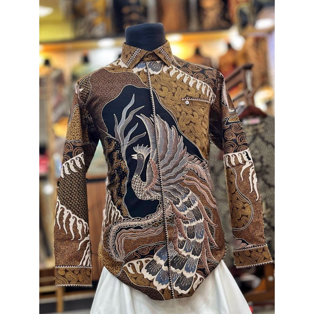 Jual KEMEJA BATIK BAHAN DOBBY PREMIUM MOTIF BURUNG JAITAN SMOCK BORDIR ...