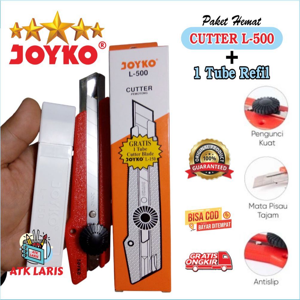 Jual PAKET CUTTER + REFIL ISI JOYKO L-500 CUTTER JOYKO L-500 CUTER ...