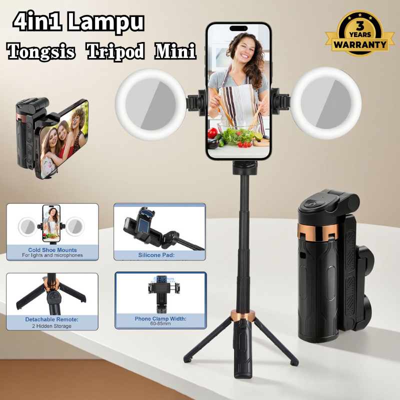 Jual Tongsis Tripod bluetooth 4 in 1 Lampu Tongsis Tripod Bluetoot Mini ...