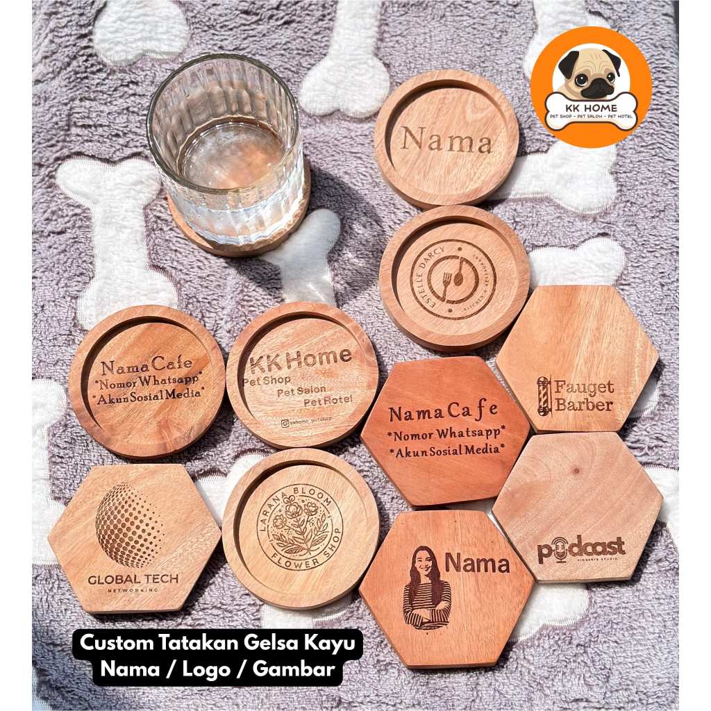 Jual [FREE GRAFIR] Tatakan Gelas Kayu Custom Nama, Logo, & Gambar ...