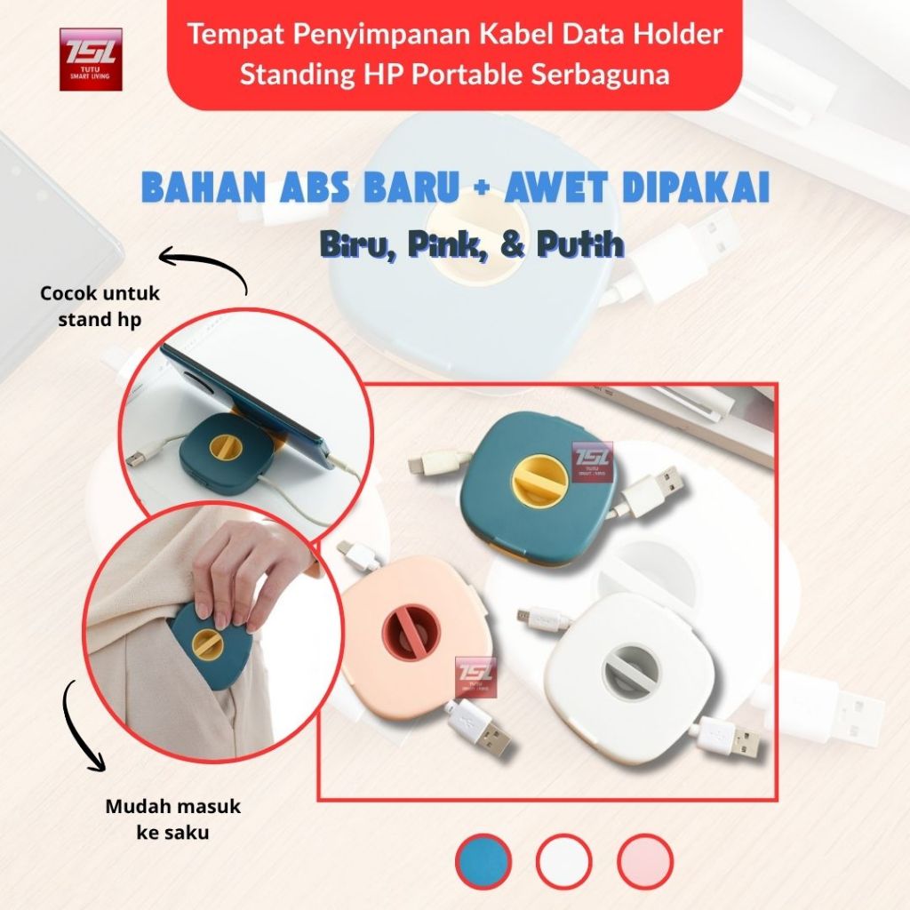 Jual TUTU Tempat Penyimpanan Kabel Data Bisa Holder Standing HP ...