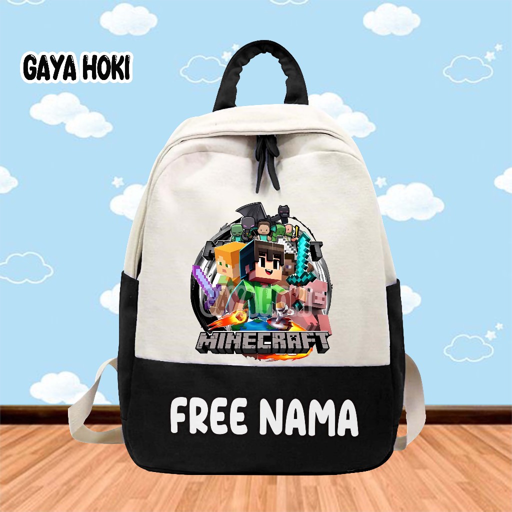 Jual [FREE NAMA] Tas Ransel Tas Anak Sekolah TK/SD Gambar Minecraft | Shopee Indonesia