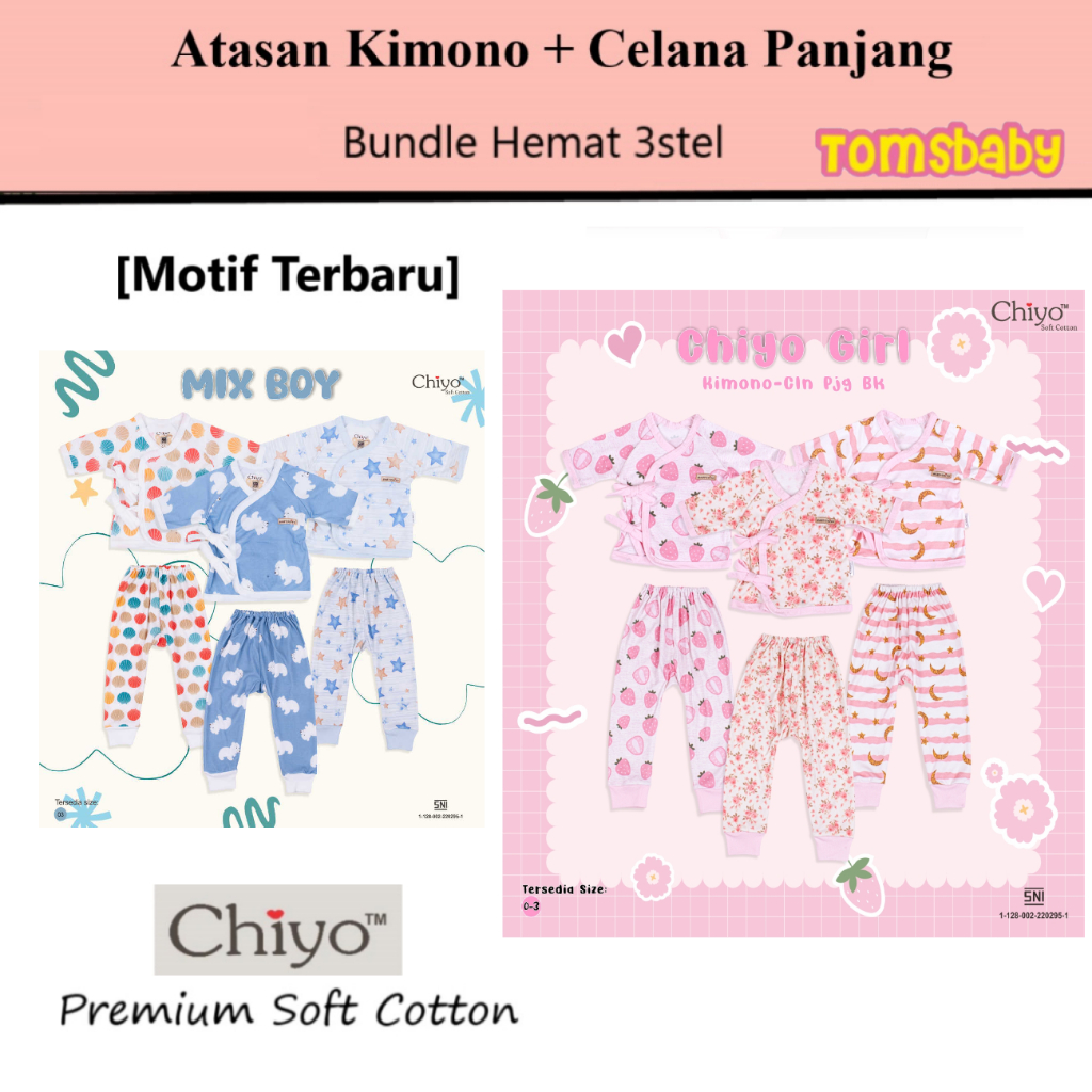 Jual [TOMS] CHIYO BABY (3stel) Kimono + Celana Panjang Motif Terbaru ...