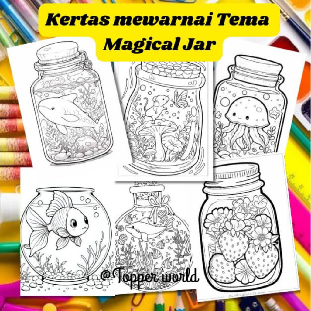 Jual 20 LEMBAR KERTAS MEWARNAI ANAK TEMA MAGICAL JAR (READY LANGSUNG ...