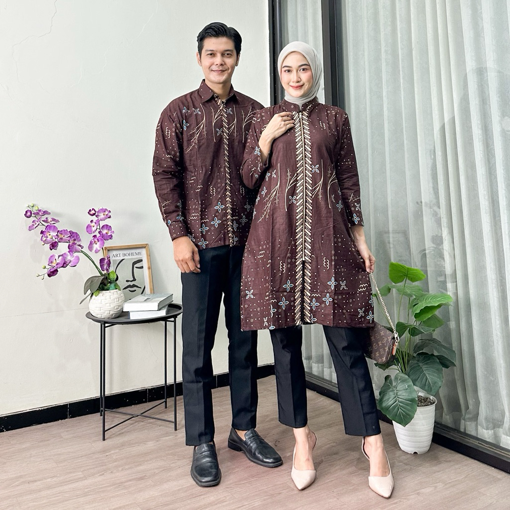 Jual Batik Tunik Couple Modern M L XL XXL JUMBO Set Pakaian Couple ...