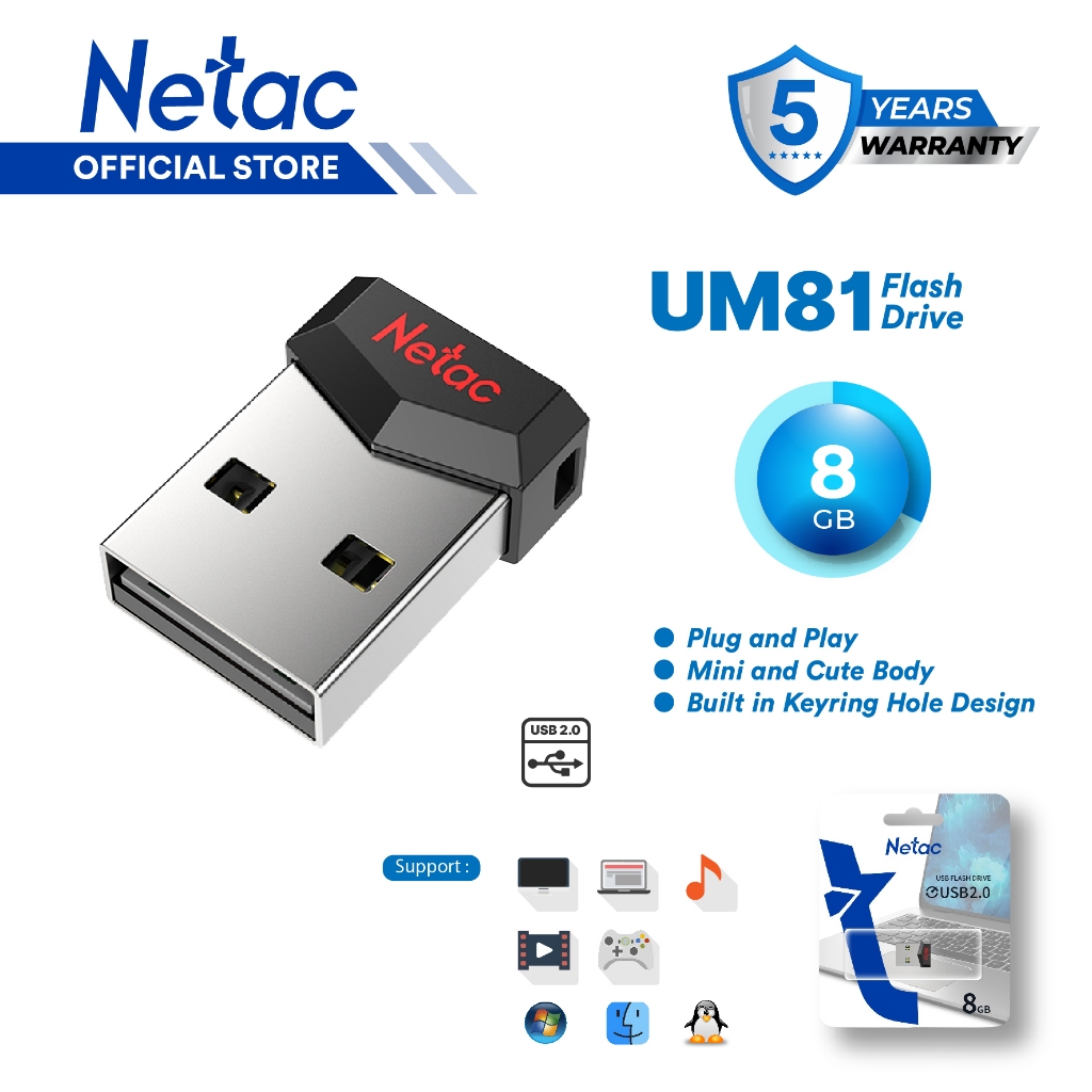 Jual Netac Flashdisk UM81 USB 2.0 Flash Drive 8GB Ultra compact Flash ...