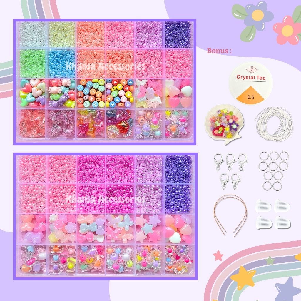 Jual DIY Manik Manik Set Lengkap Gelang Aesthetic - DIY Craft Kit Manik ...
