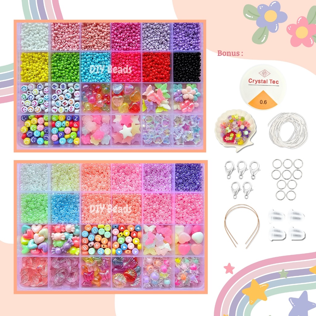 Jual DIY Beads - Set Manik Manik Lengkap dan Tali - Gelang Manik Manik ...