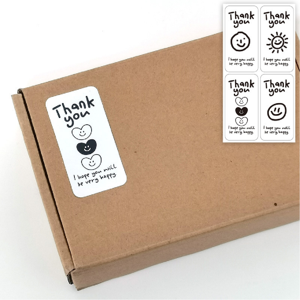 Jual Stiker Thank You 6x3cm | Label Terima Kasih Hitam Putih untuk ...