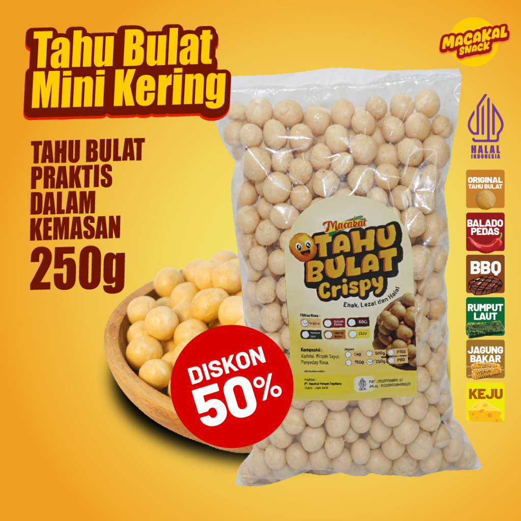 Jual Macakal - Tahu Bulat Mini Kering Crispy 250g I Tahu Renyah Khas ...