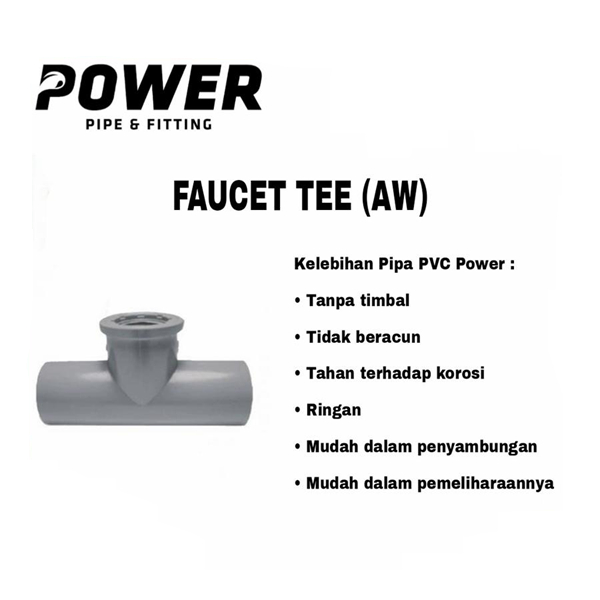 Jual Tee Drat ½ inch merk Power / Faucet Tee AW 1/2inch POWER | Shopee ...