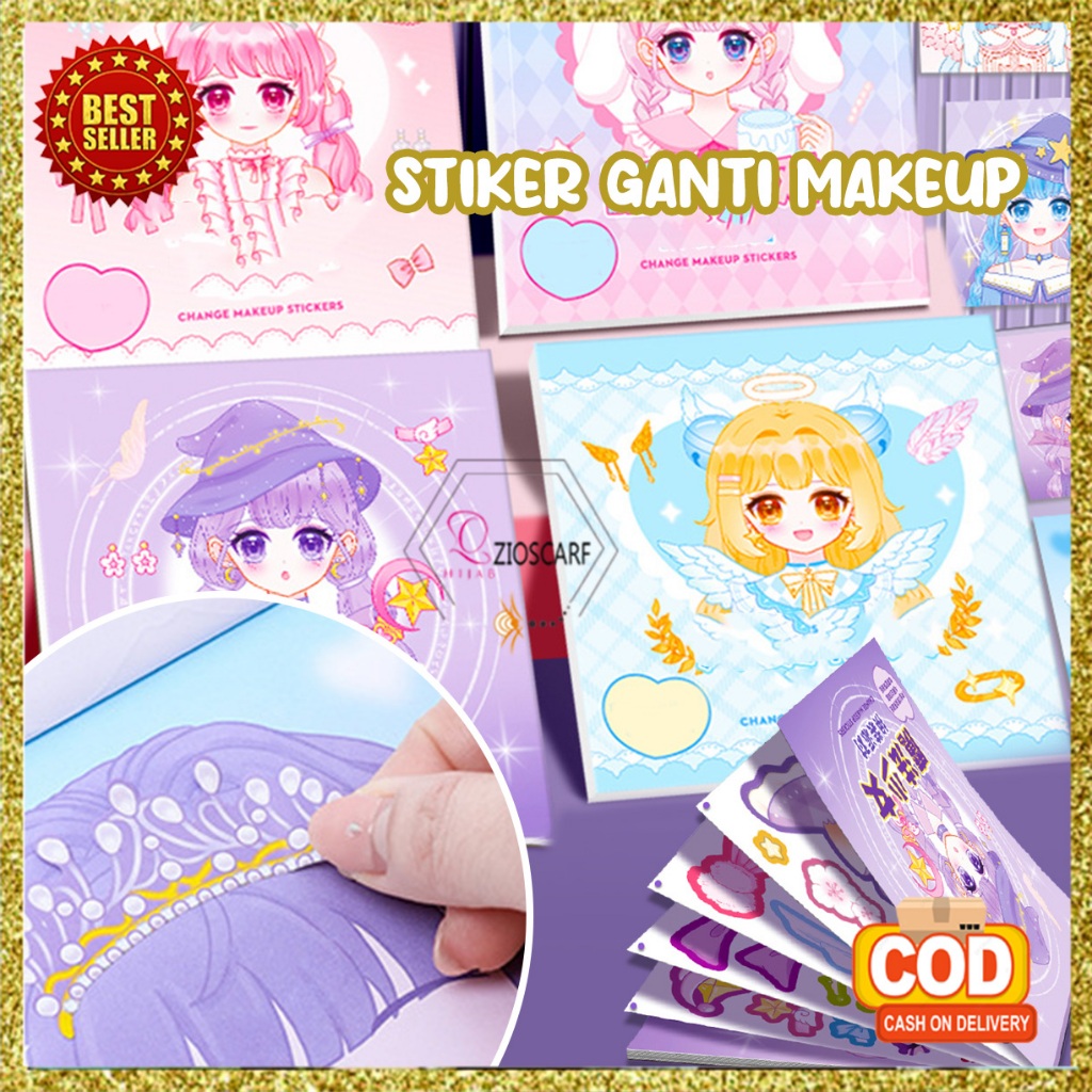Jual Stiker Mainan Anak Buku Sticker DIY Kartun Lucu Change Makeup ...