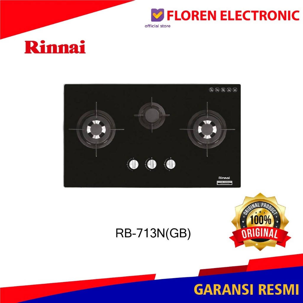 Jual Rinnai Kompor Tanam RB-713N (GB) glass RB 713 N 3 tungku 70cm | Shopee Indonesia