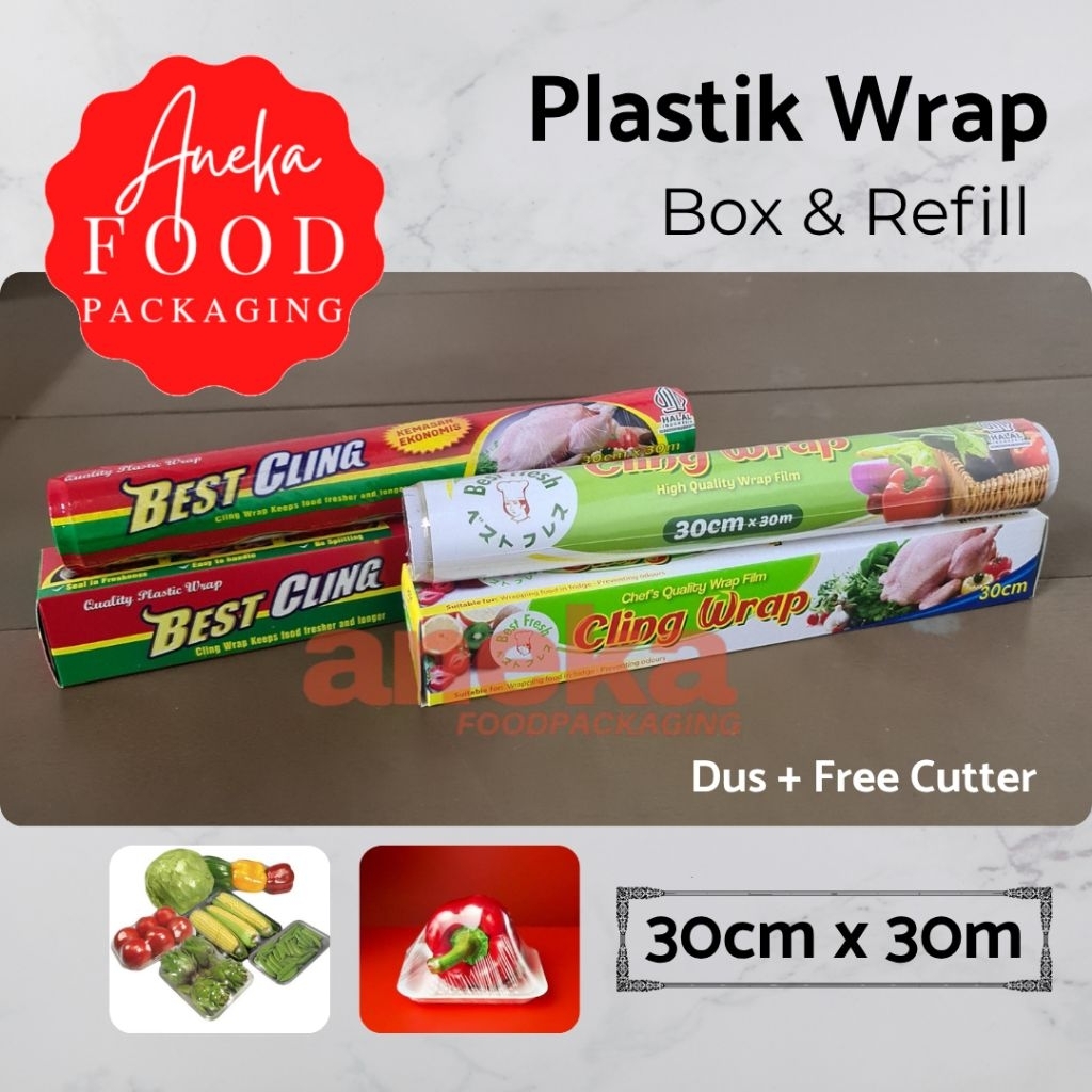 Jual Cling wrap 30cmx30m BEST CLING plastik BOX & REFILL pembungkus ...