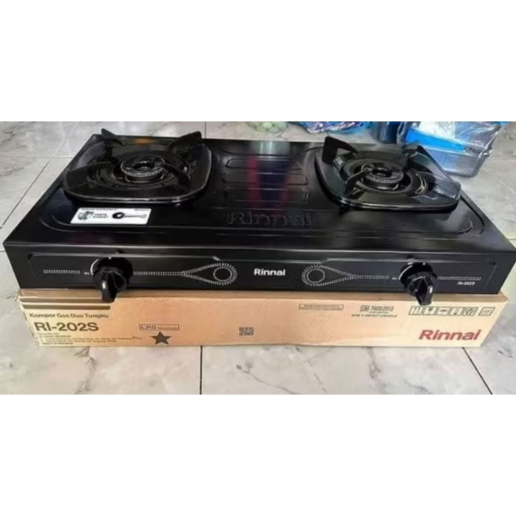 Jual Kompor Gas RINNAI RI-202S kompor 2 Tungku 2 Mata Teplon Hitam 202 ...