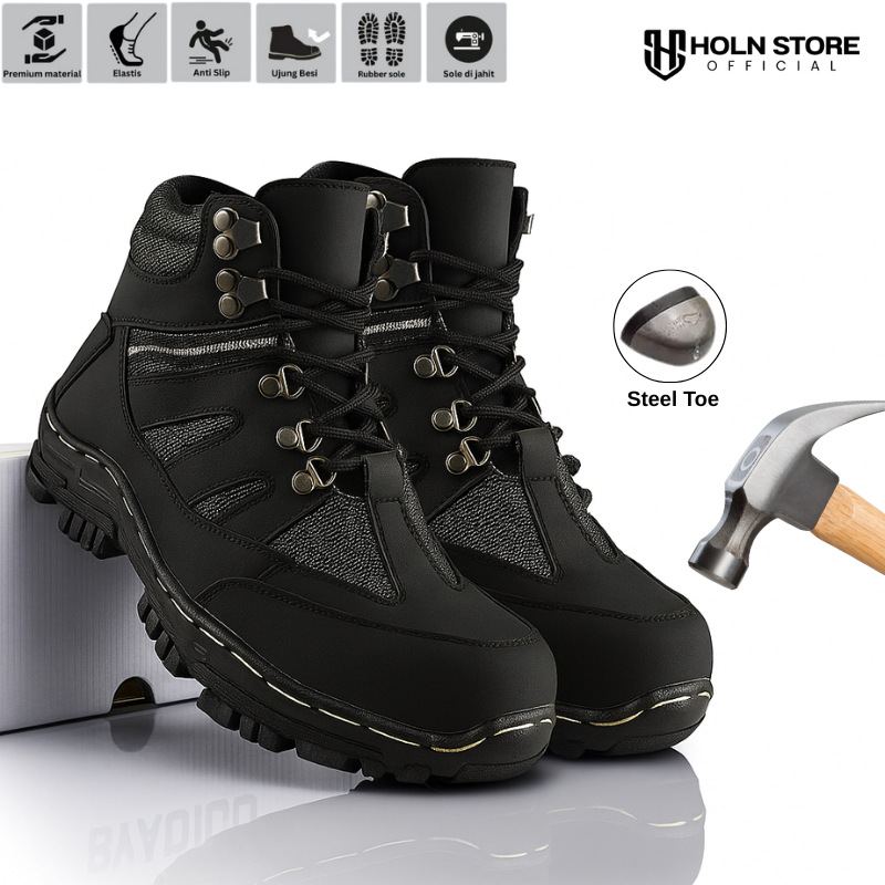 Jual Sepatu Safety Pria Boot Ujung Besi Safety Boots Kerja Lapangan ...
