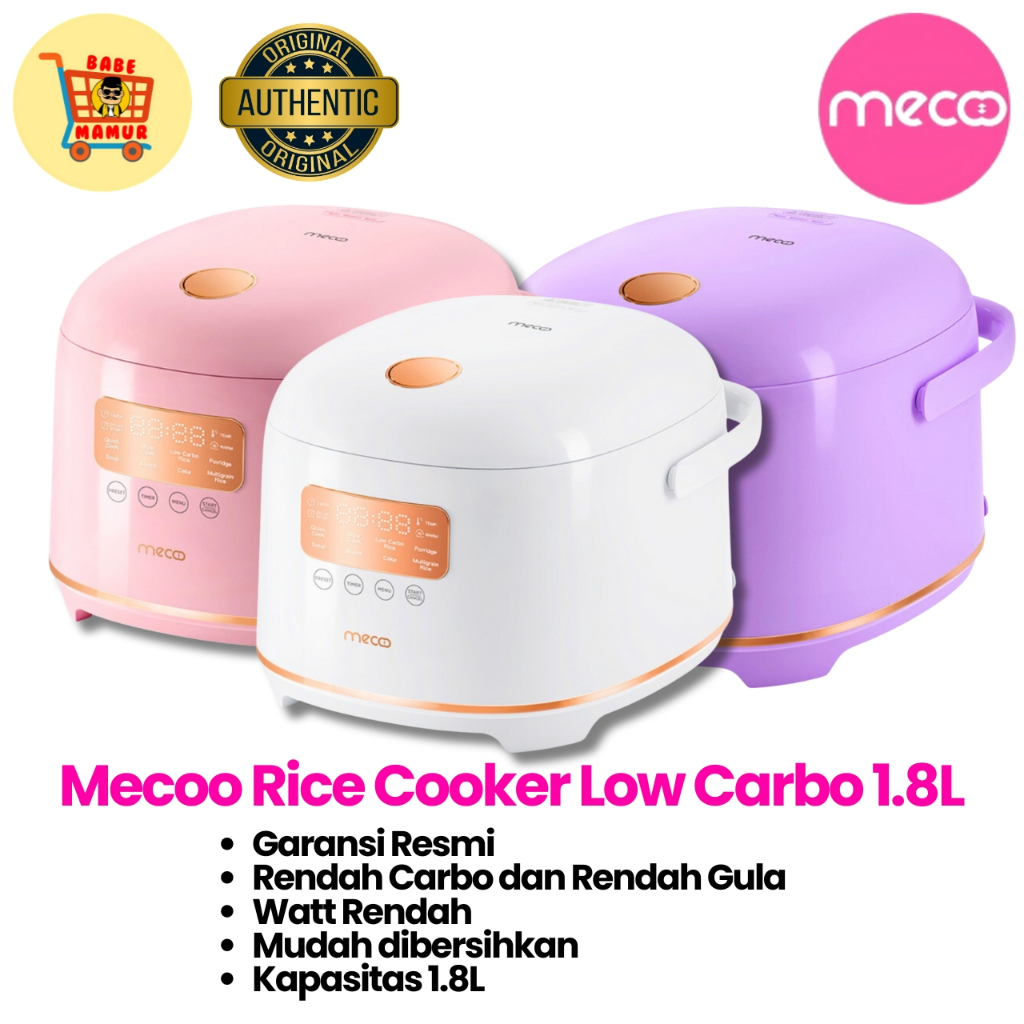 Jual Mecoo Rice Cooker Aesthetic 1.8L - Low Carbo, 48 Jam Hangat, Panci ...