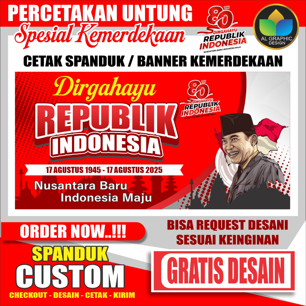 Jual Cetak Spanduk Kemerdekaan / Banner Dirgahayu Bisa Request Tulisan ...