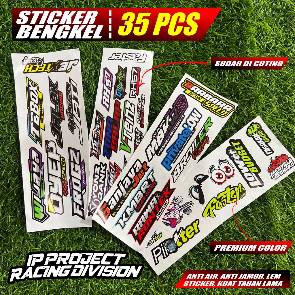 Jual 35 PCS STIKER BENGKEL sudah terpotong Stiker Motor Sponsor Racing ...